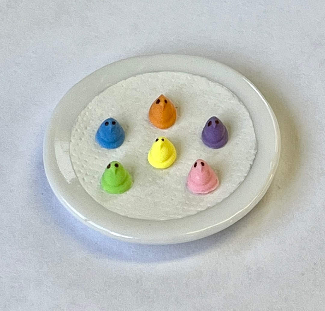 Miniature Peep Chicks or Peep Bunnies on Plate - Your Choice - Easter ...