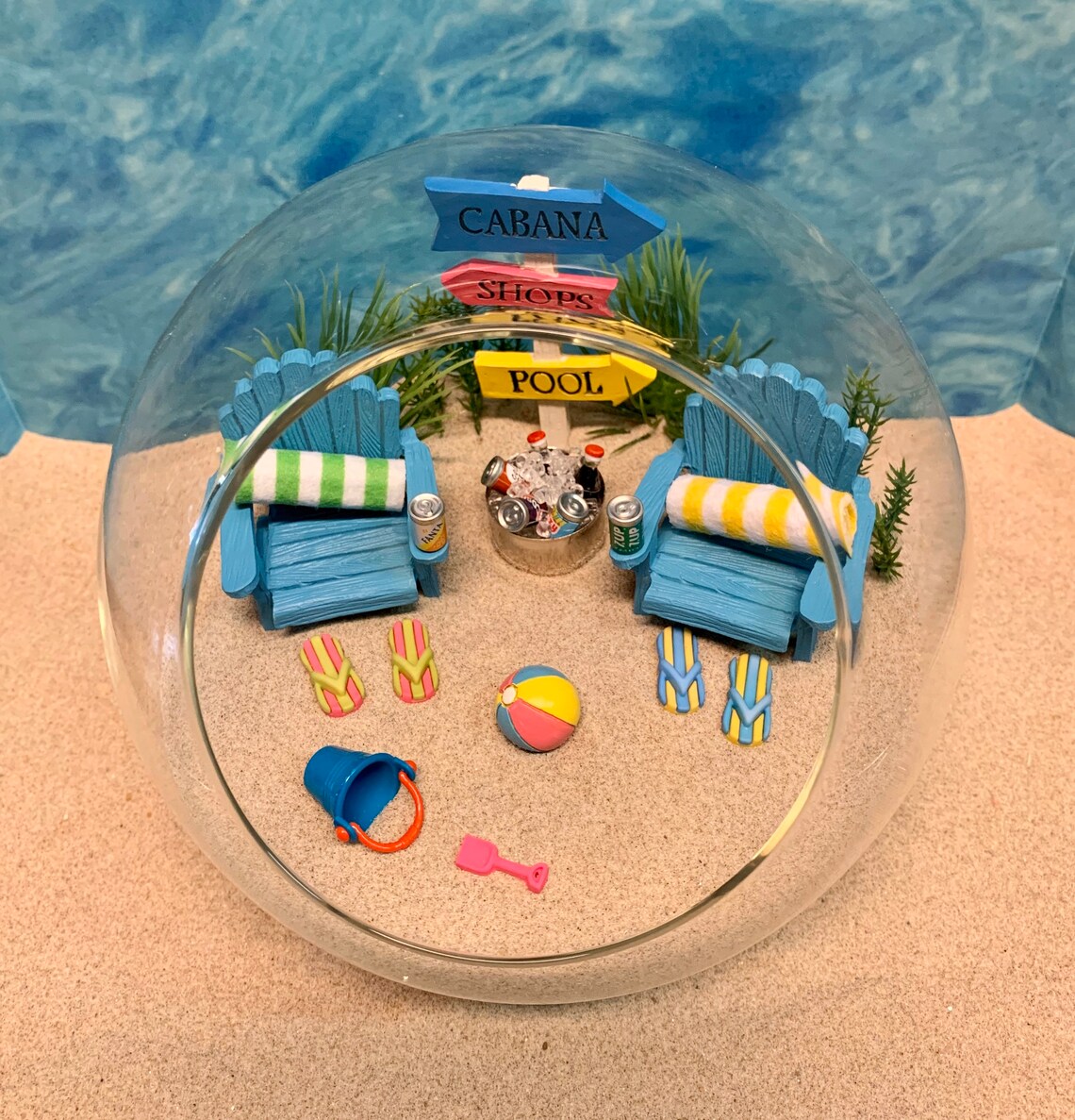 Miniature Pool Scene Glass Dome Included miniature Pool - Etsy