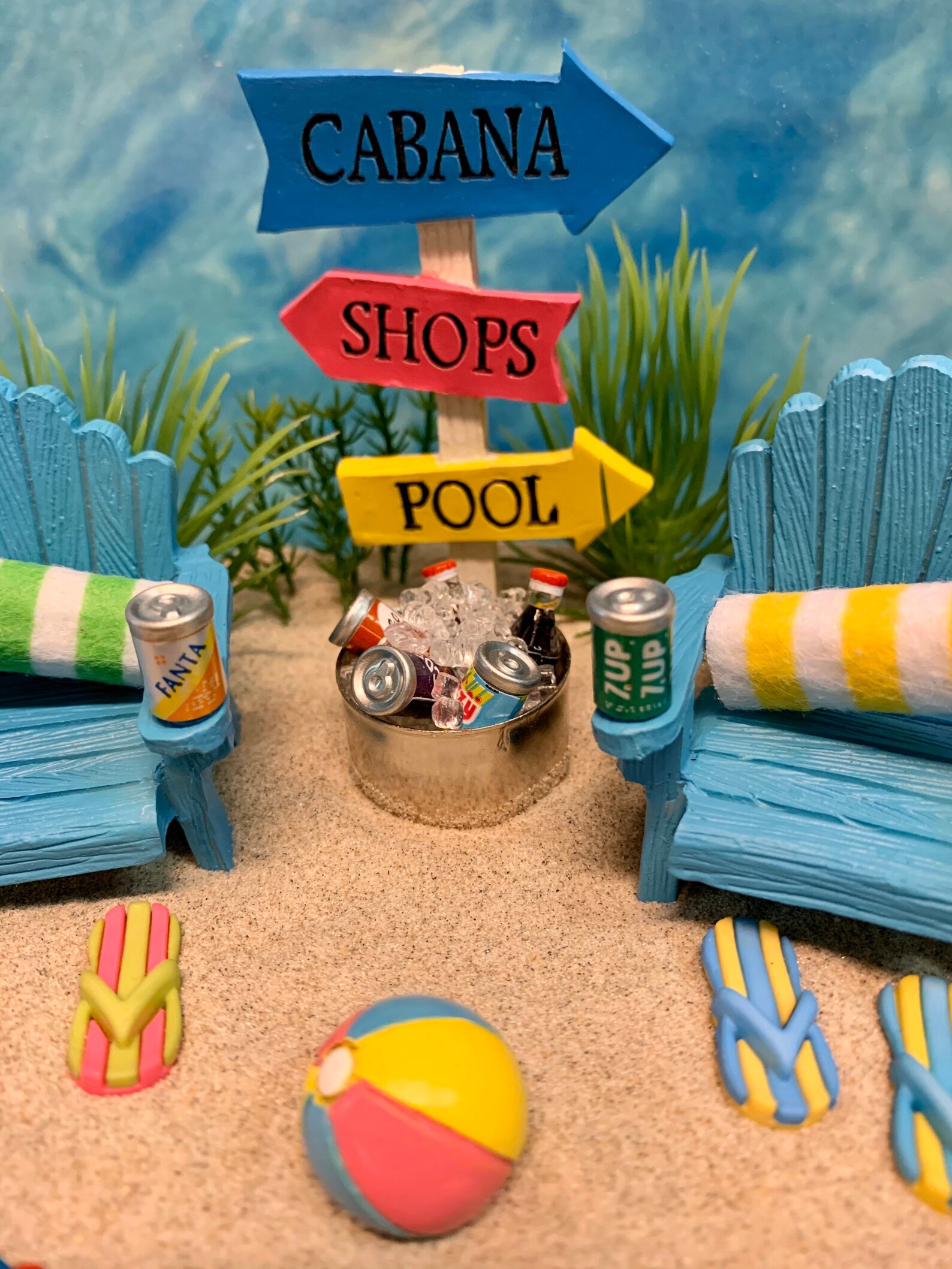 Miniature Pool Scene - Glass Dome Included -miniature Pool - Cake ...