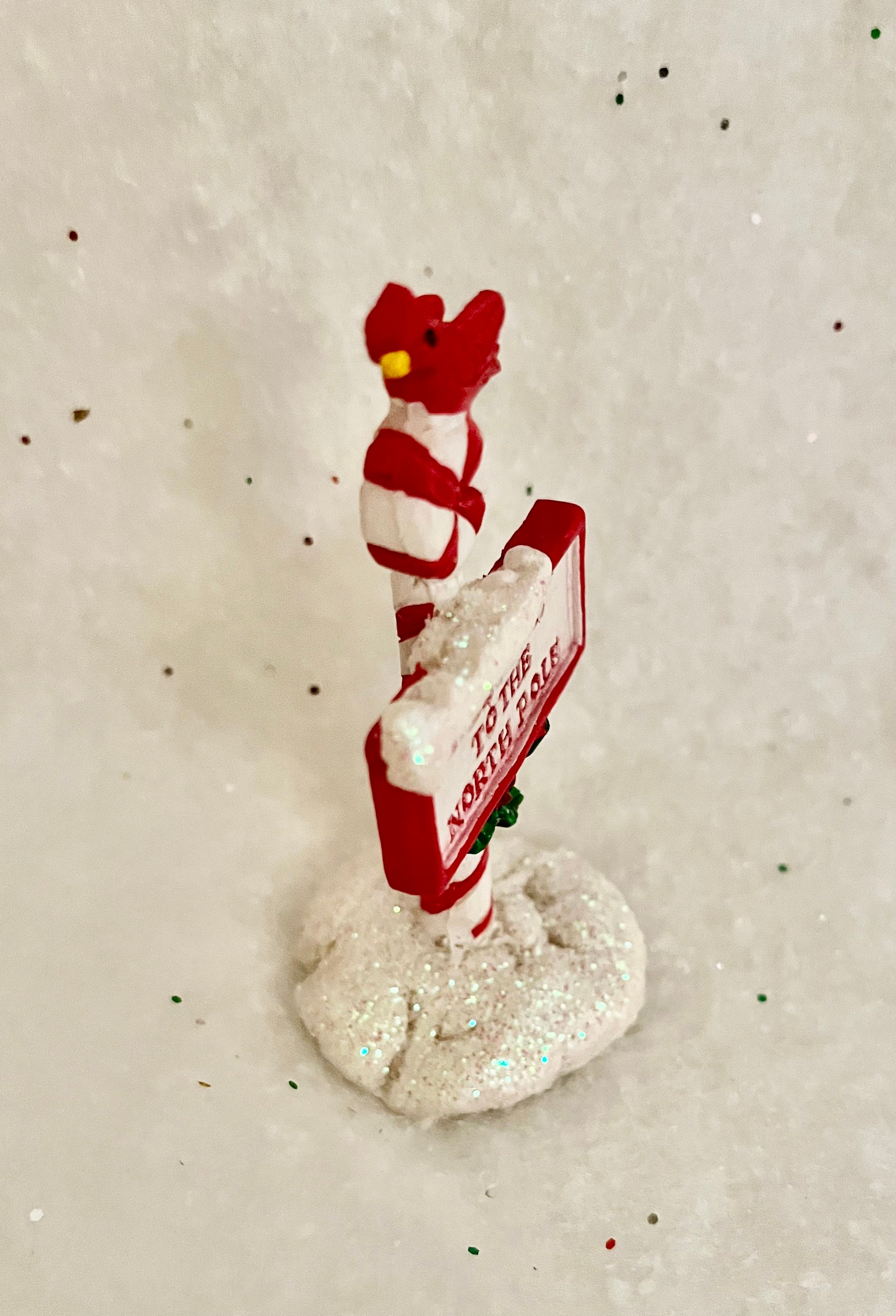 Miniature Peppermint Sign With Cardinal - Christmas Miniatures ...