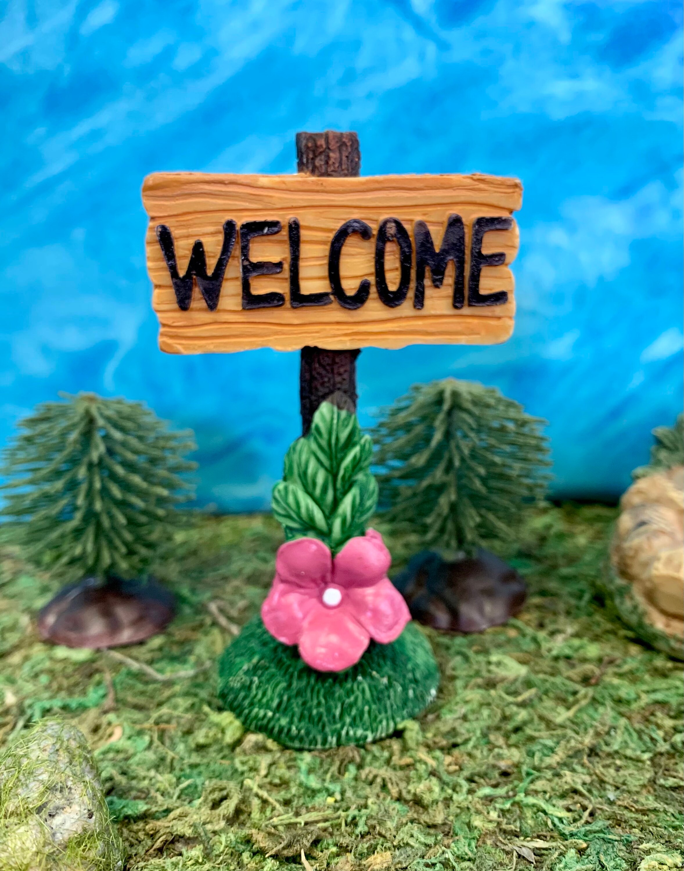 Miniature Welcome Sign Flower Bridge Walkway Pond Your | Etsy