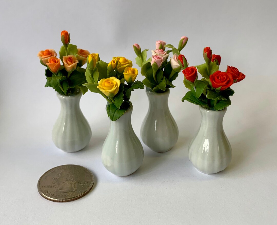 Miniature Roses in Glass Vase Your Color Choice Miniature Flowers Fairy ...