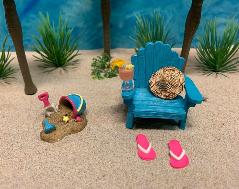 Miniature Beach Bucket With Shovels and Sand -beach Miniatures -beach ...