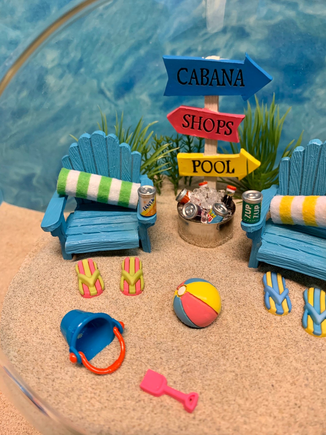 Miniature Pool Scene Glass Dome Included miniature Pool - Etsy