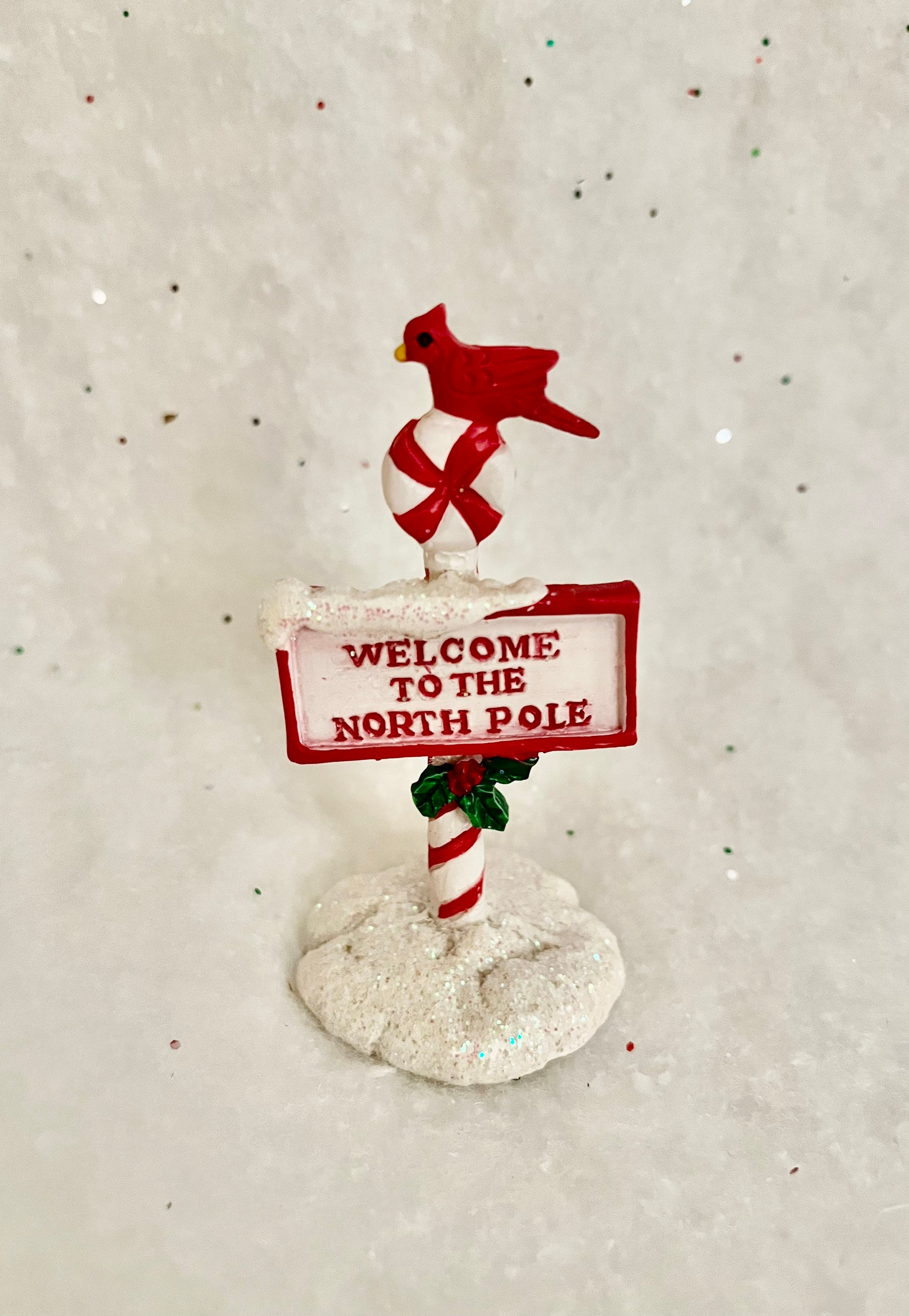 Miniature Peppermint Sign With Cardinal - Christmas Miniatures ...
