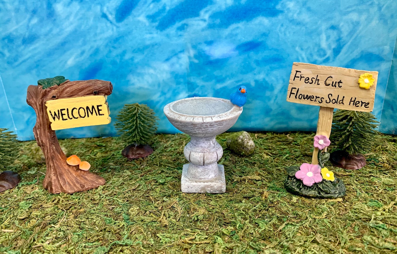 Miniature Welcome Sign Bird Bath Flowers Sign Your Choice - Etsy