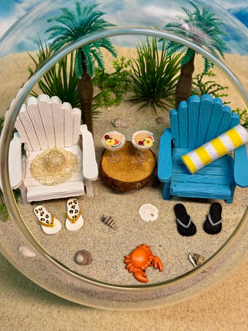 Miniature Beach Scene in Glass Terrarium - Beach Life - Beach ...