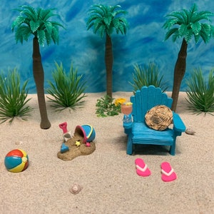 Miniature Beach Bucket With Shovels and Sand -beach Miniatures -beach ...