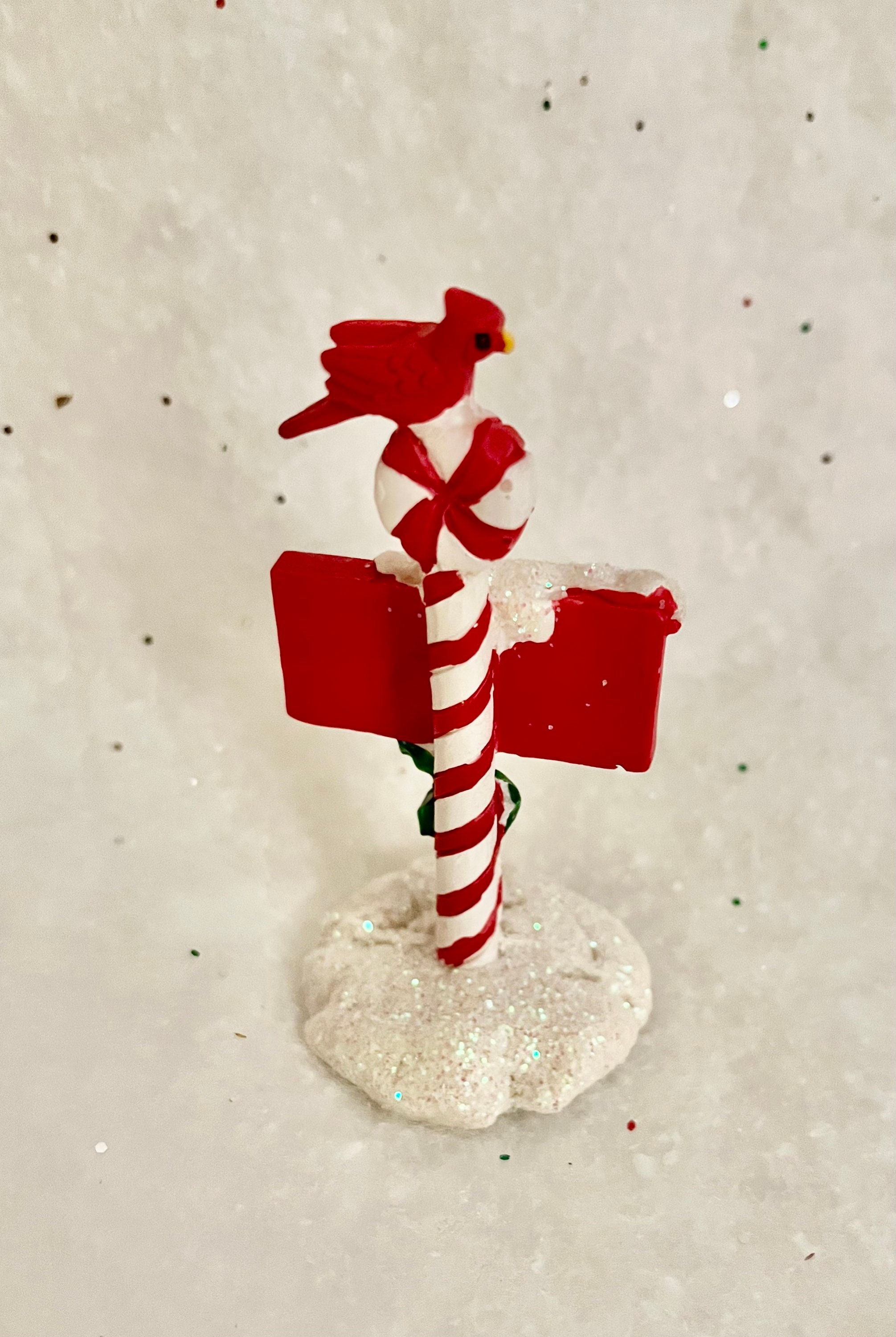 Miniature Peppermint Sign With Cardinal Christmas Miniatures | Etsy