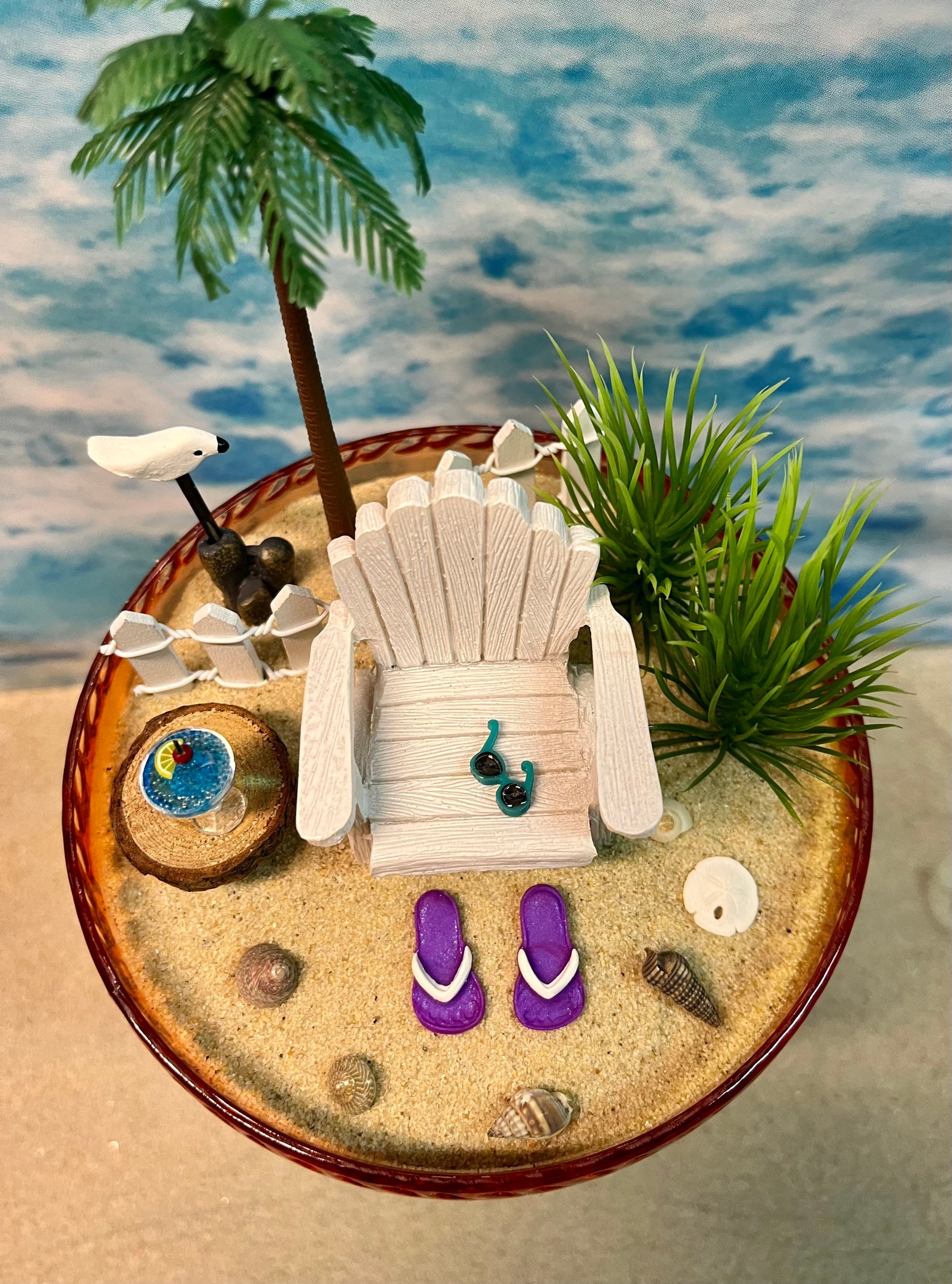 Miniature Beach Scene in Margarita Glass ocean View beach | Etsy