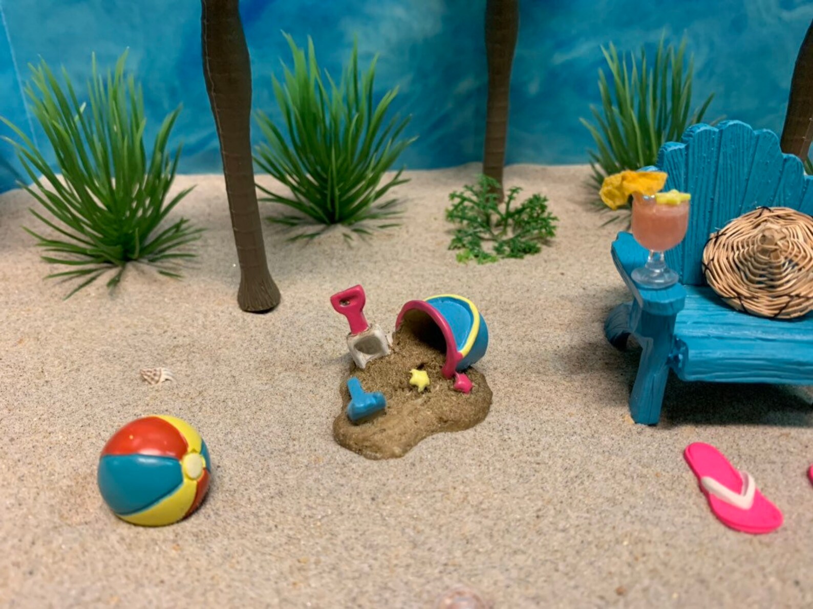 Miniature Beach Bucket With Shovels and Sand -beach Miniatures -beach ...
