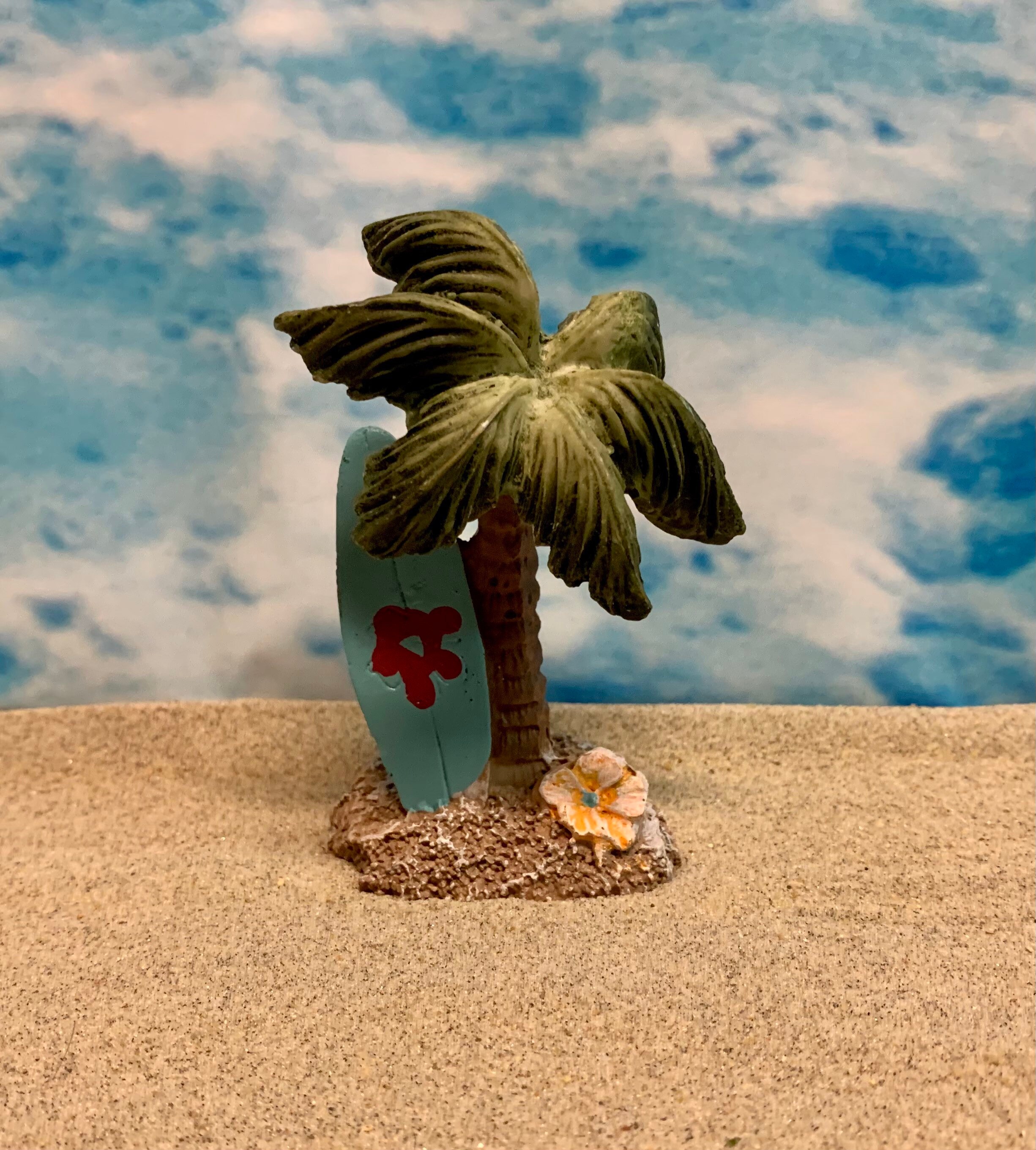 Miniature Palm Tree With Surfboard and Flower beach | Etsy