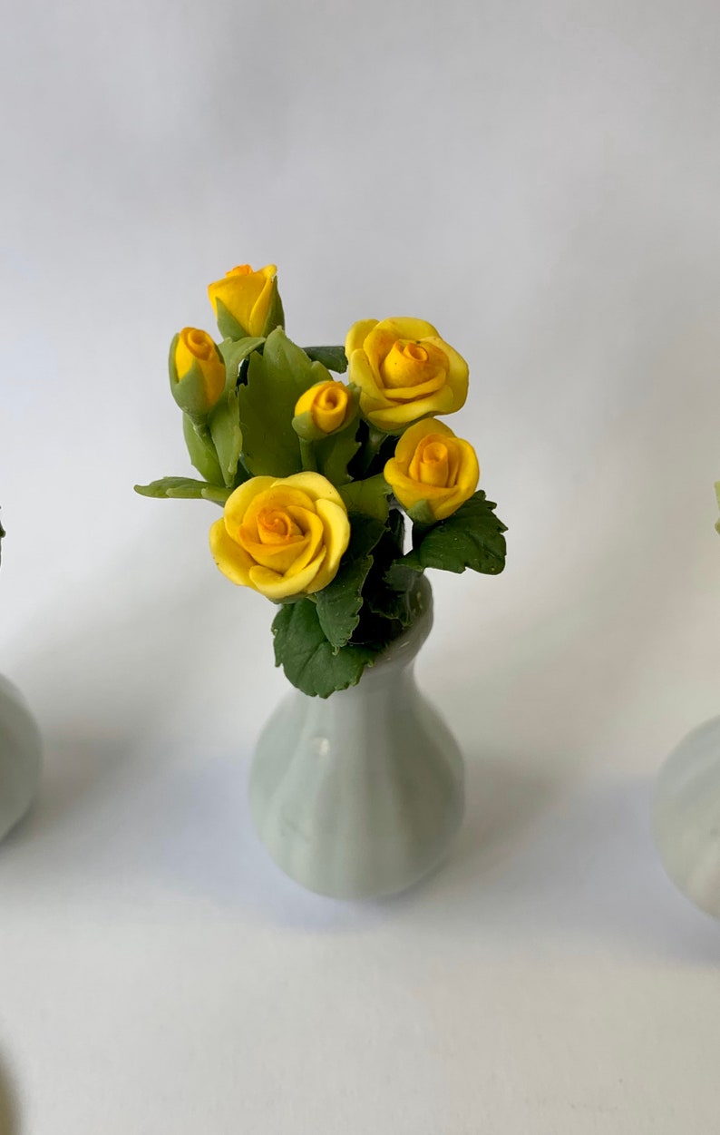Miniature Roses in Glass Vase Your Color Choice Miniature | Etsy