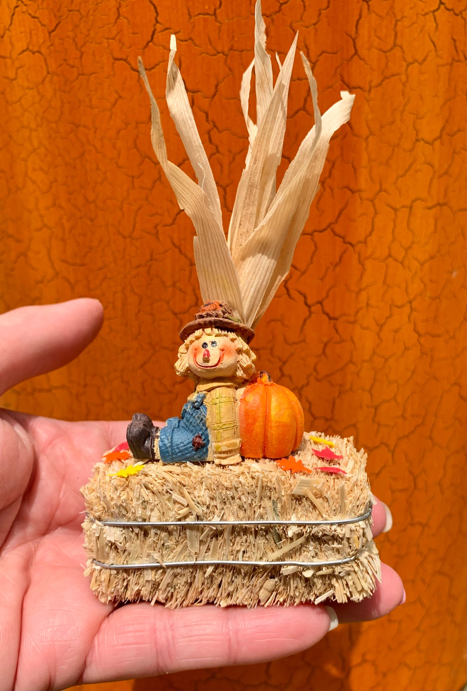Miniature Scarecrow With Cornstalks Pumpkin Fall Sign Your | Etsy