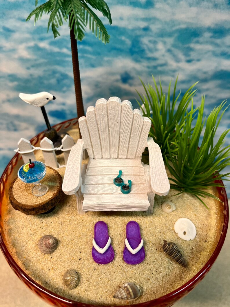 Miniature Beach Scene in Margarita Glass ocean View beach | Etsy