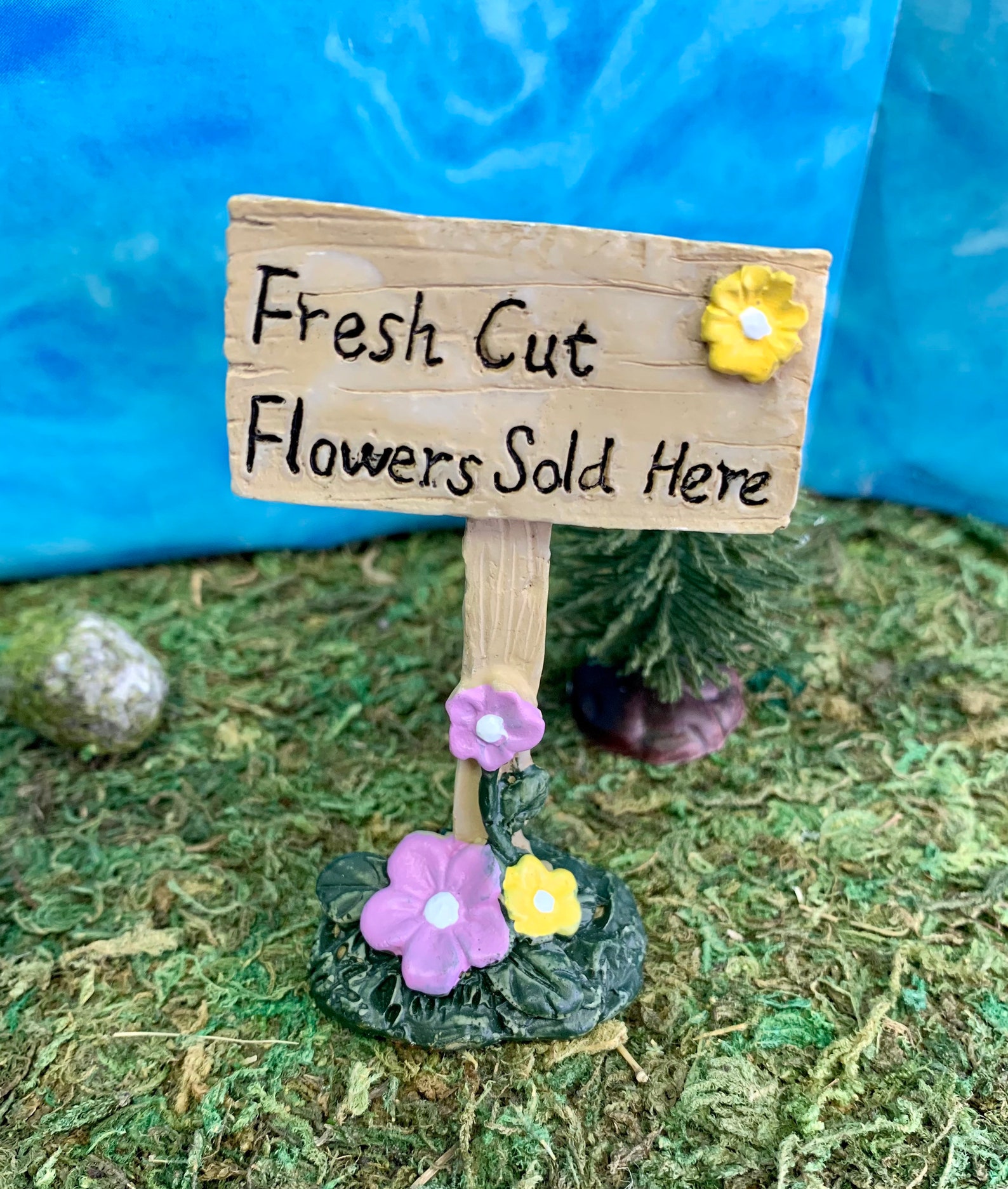 Miniature Welcome Sign Bird Bath Flowers Sign - Your Choice - Fairy ...