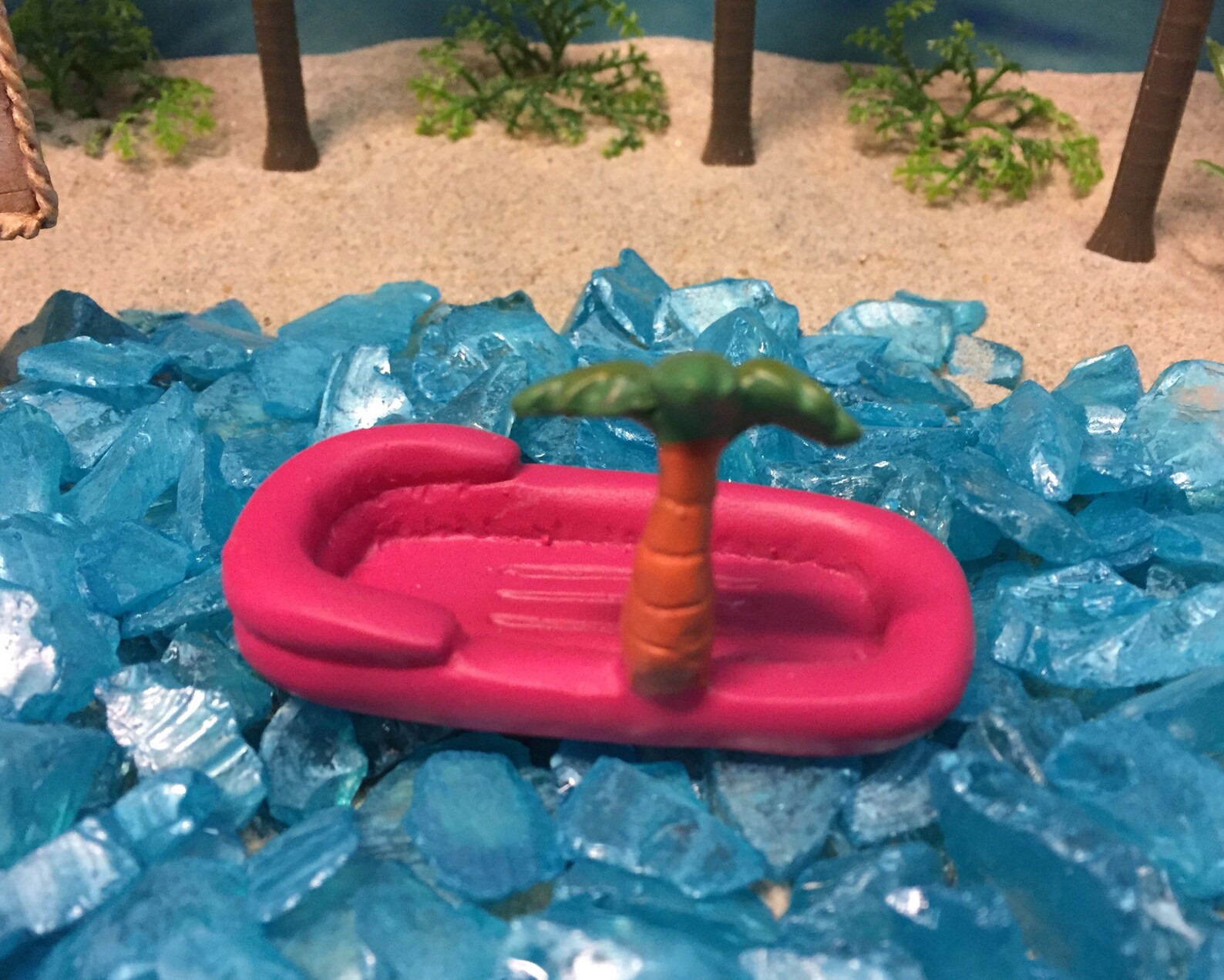 Miniature Pool Raft With Palm Tree Miniature Beach Beach | Etsy