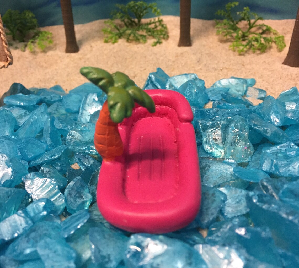 Miniature Pool Raft With Palm Tree Miniature Beach Beach - Etsy