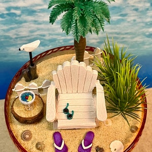 Miniature Beach Scene in Margarita Glass -ocean View -beach Miniatures ...