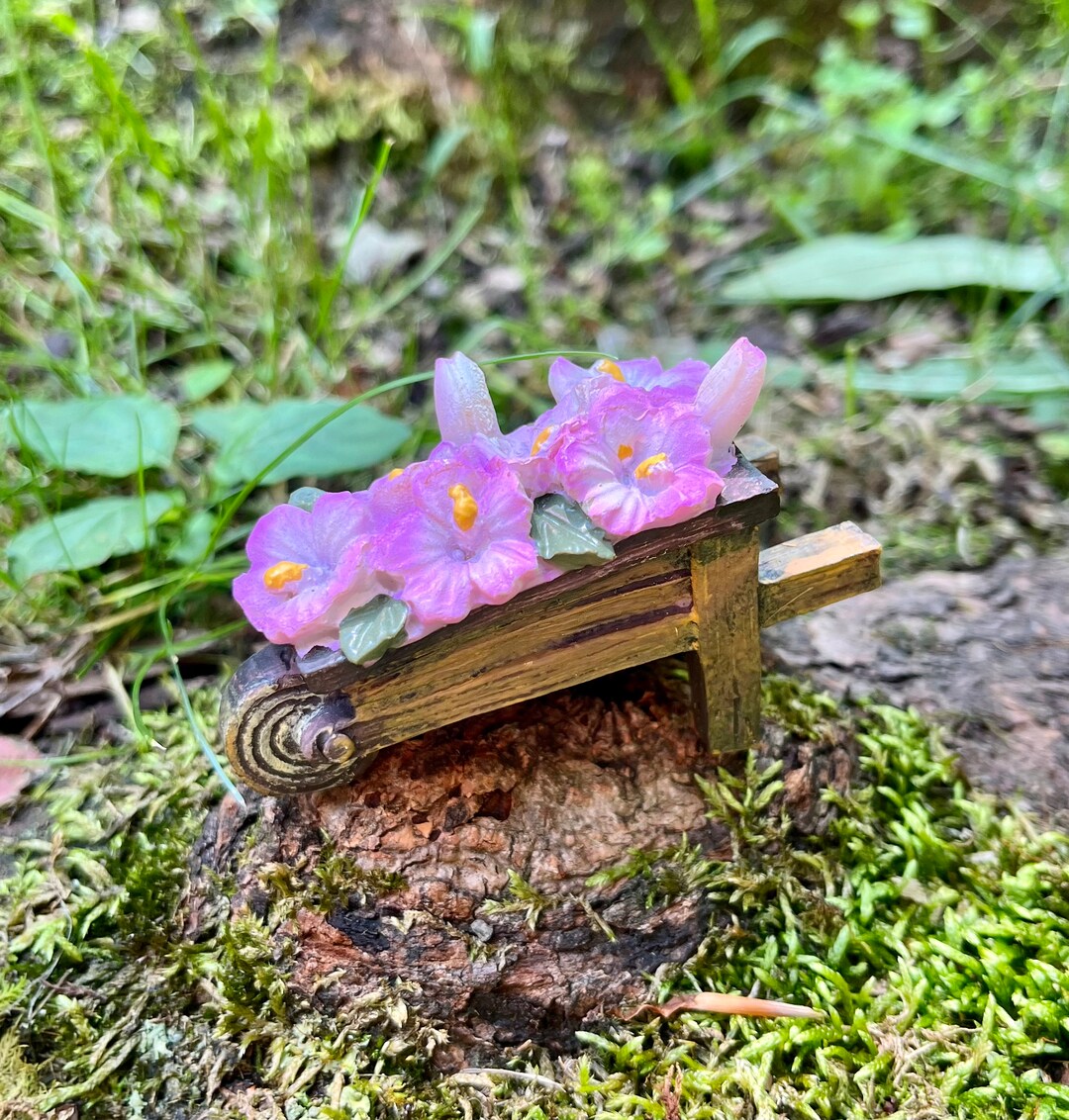 Miniature Wheelbarrow With Purple Flowers - Miniature Flowers ...