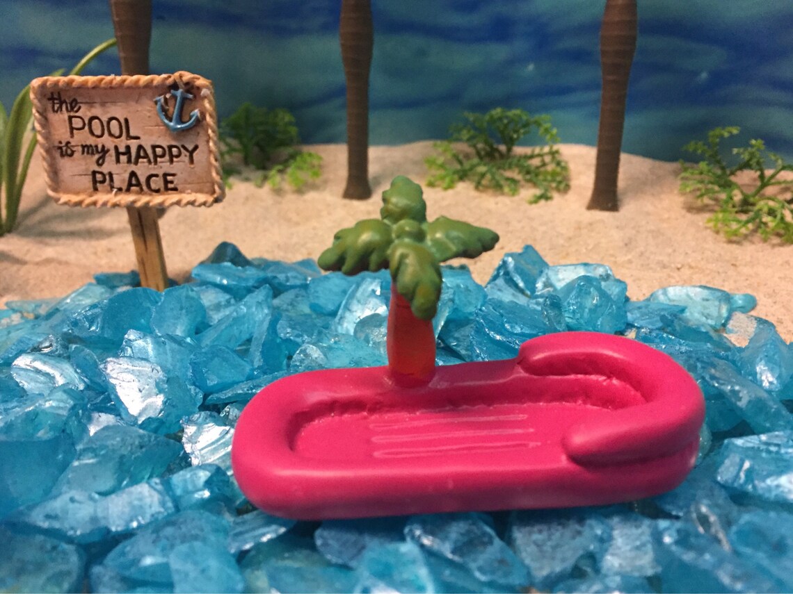Miniature Pool Raft With Palm Tree Miniature Beach Beach - Etsy