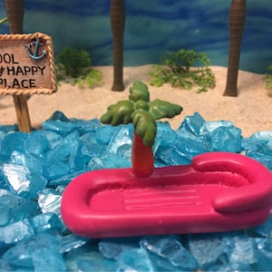 Miniature Pool Raft With Palm Tree - Miniature Beach - Beach Miniatures ...