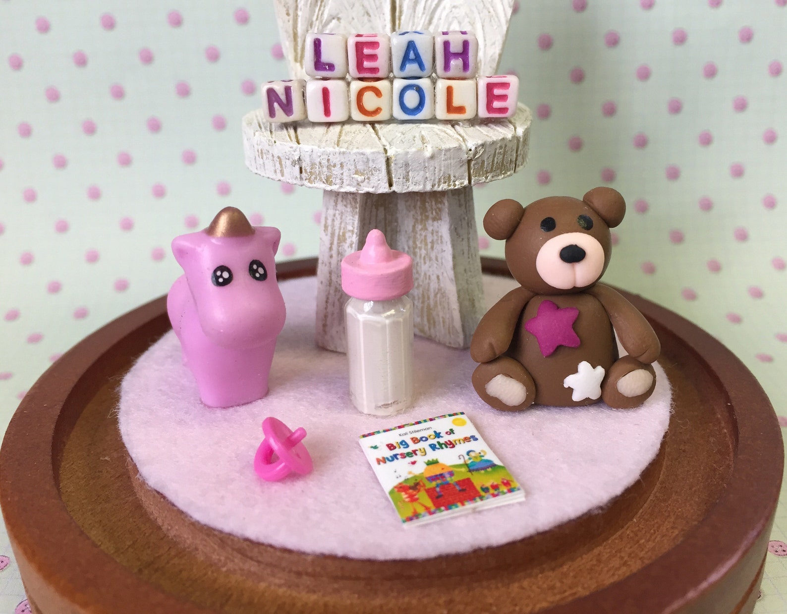 Miniature Baby Girl Dome- Includes Glass Dome and Wood Base ...