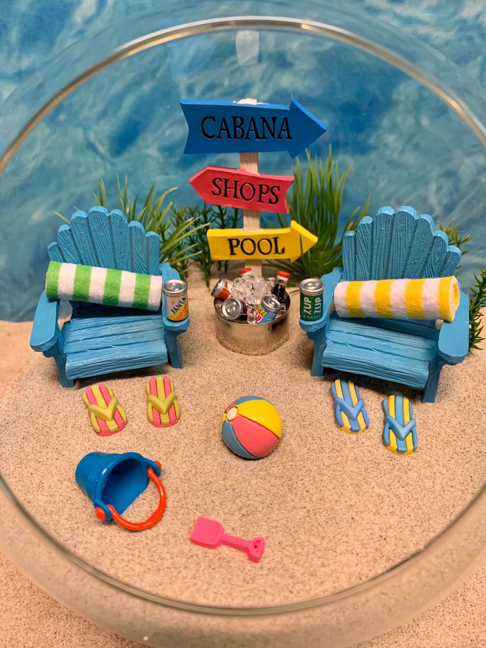 Miniature Pool Scene - Glass Dome Included -miniature Pool - Cake ...