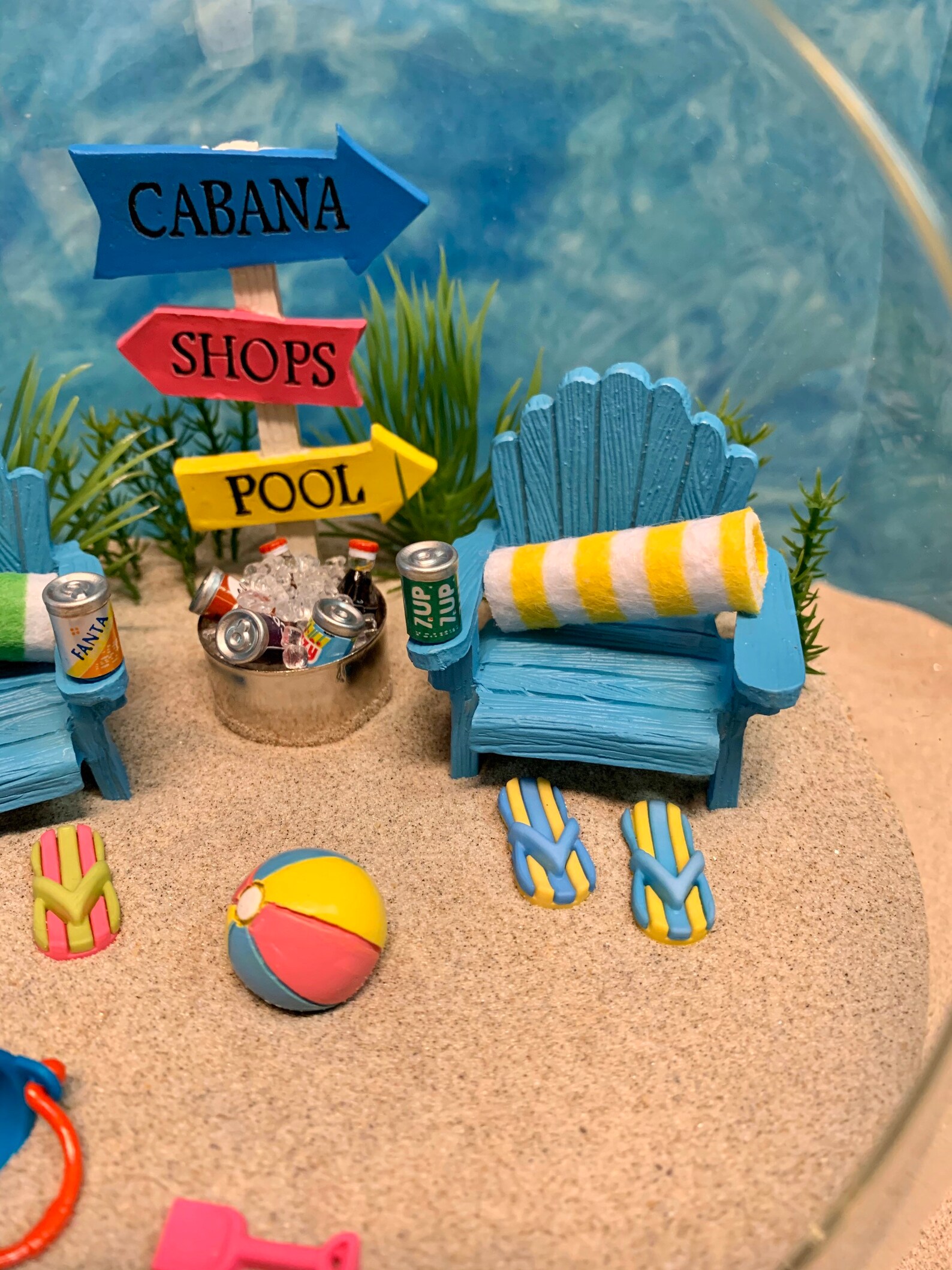 Miniature Pool Scene - Glass Dome Included -miniature Pool - Cake ...