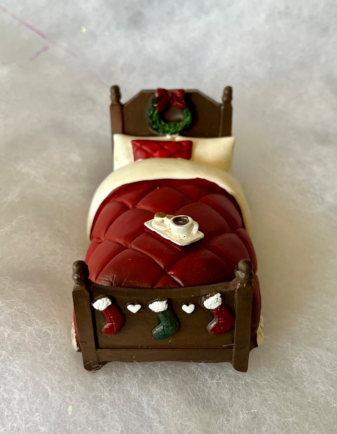 Miniature Christmas Bed With Stockings - Christmas Miniatures ...