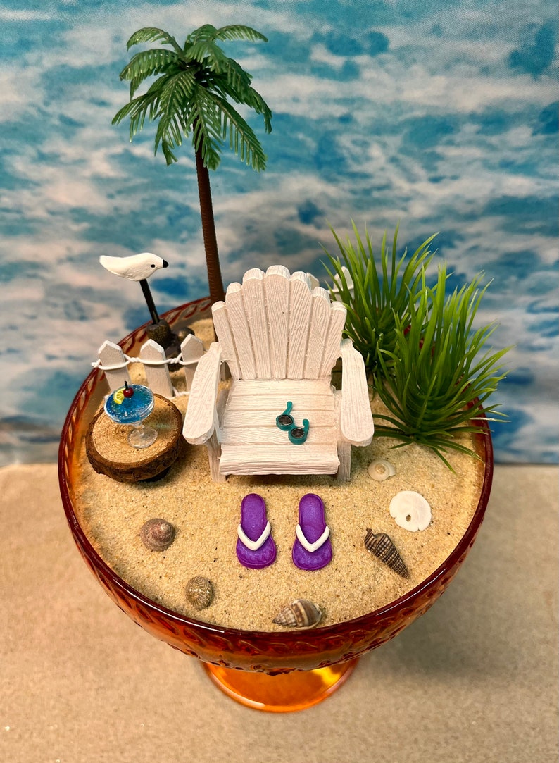 Miniature Beach Scene in Margarita Glass ocean View beach | Etsy