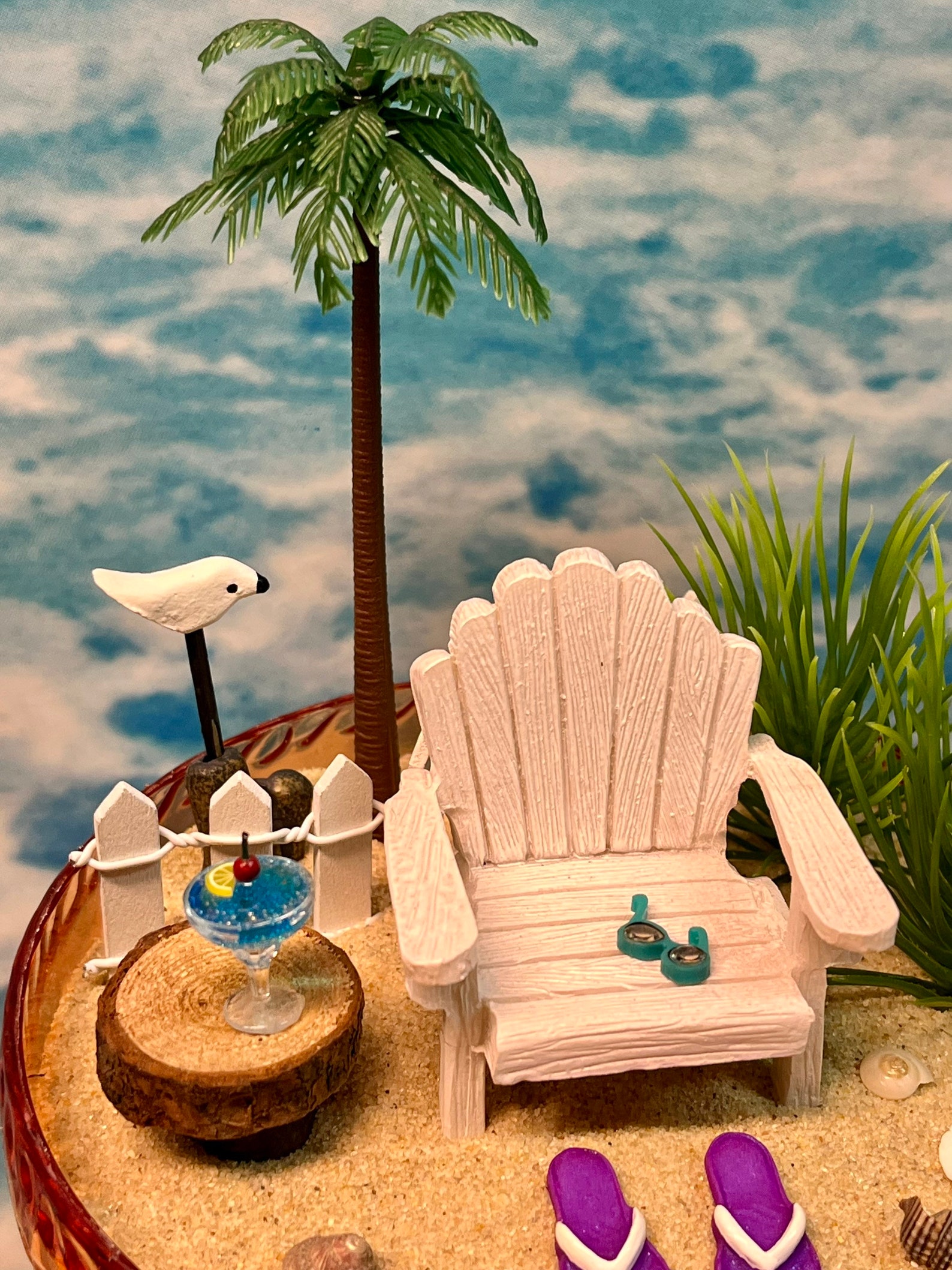 Miniature Beach Scene in Margarita Glass ocean View beach | Etsy