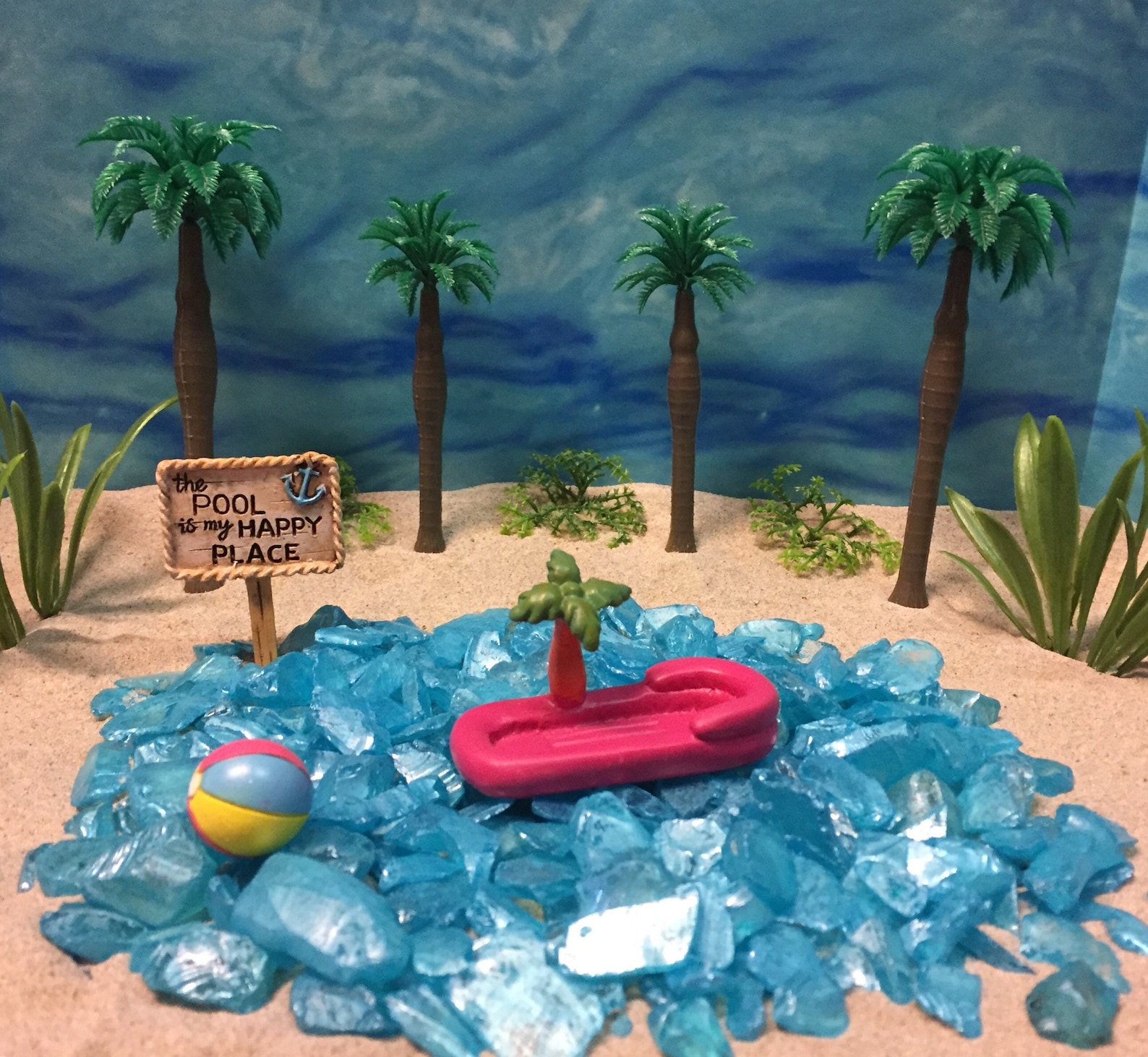 Miniature Pool Raft With Palm Tree Miniature Beach Beach | Etsy