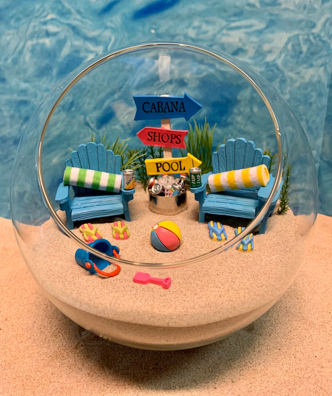 Miniature Pool Scene - Glass Dome Included -miniature Pool - Cake ...