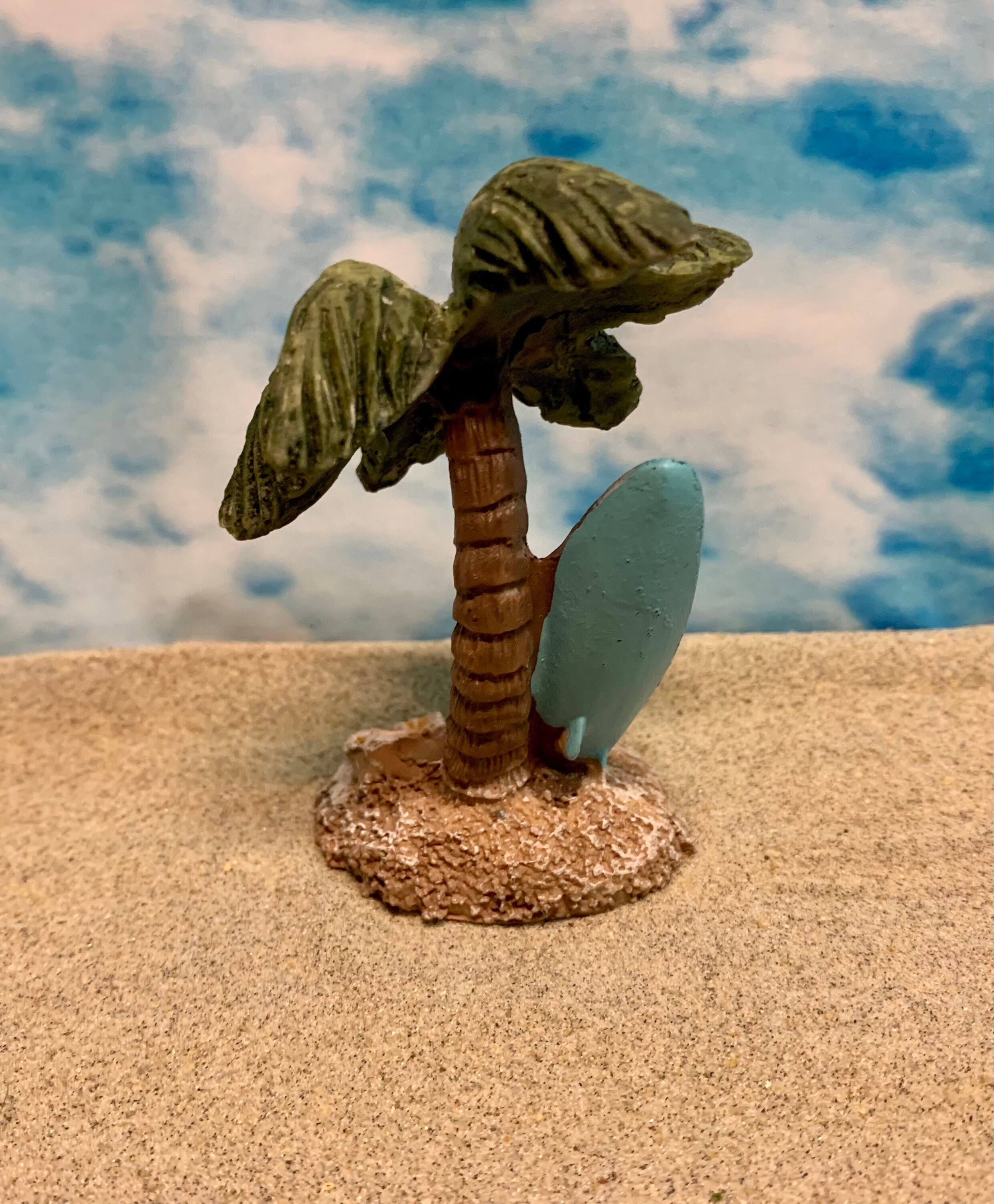 Miniature Palm Tree With Surfboard and Flower beach | Etsy