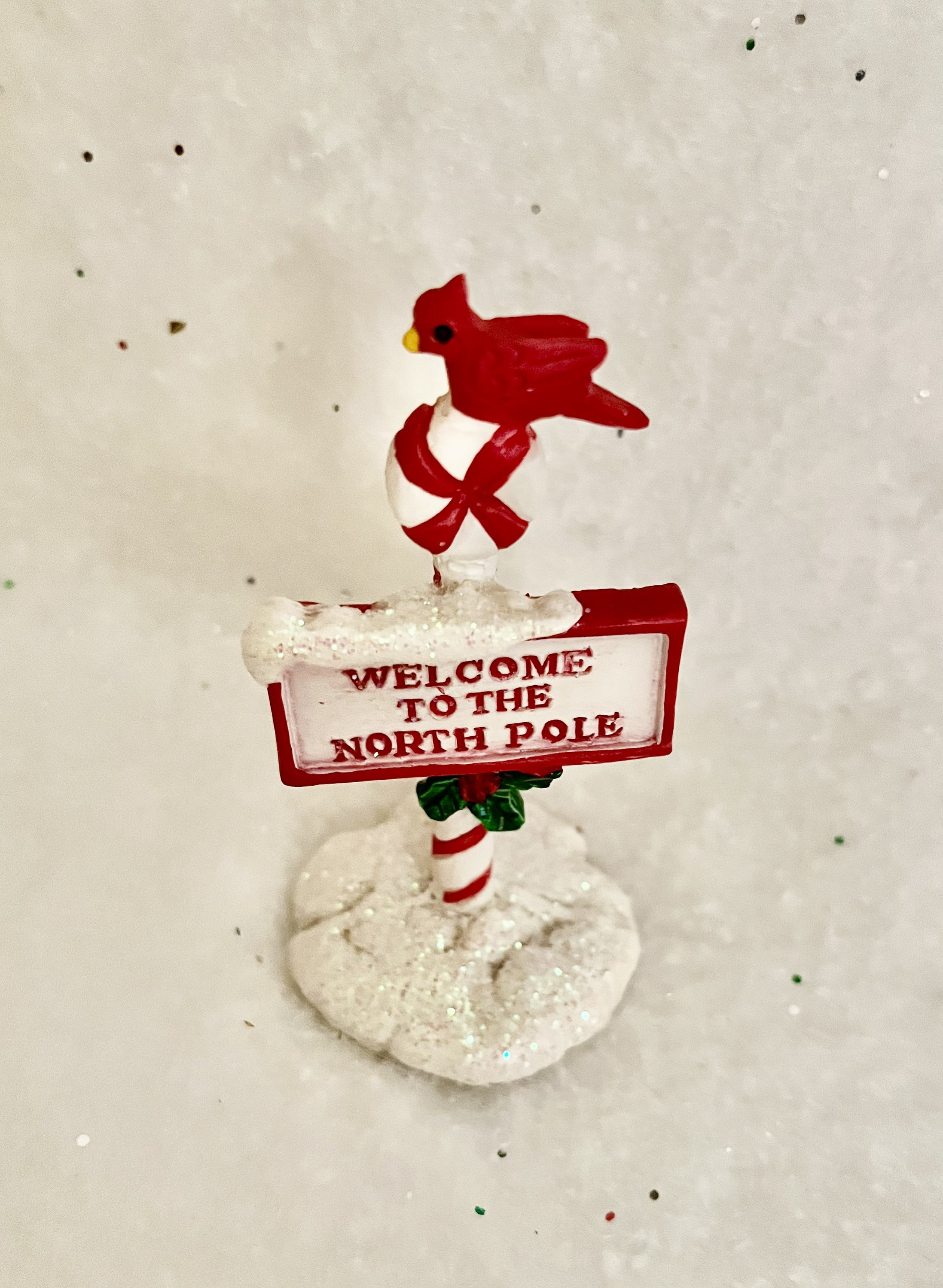 Miniature Peppermint Sign With Cardinal - Christmas Miniatures ...