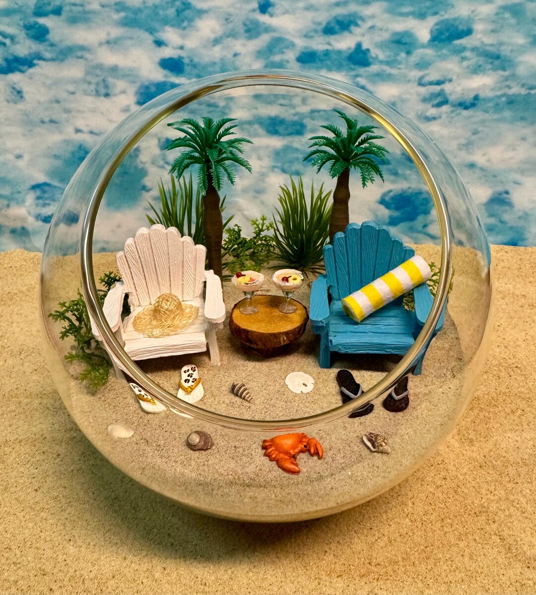 Miniature Beach Scene in Glass Terrarium - Beach Life - Beach ...