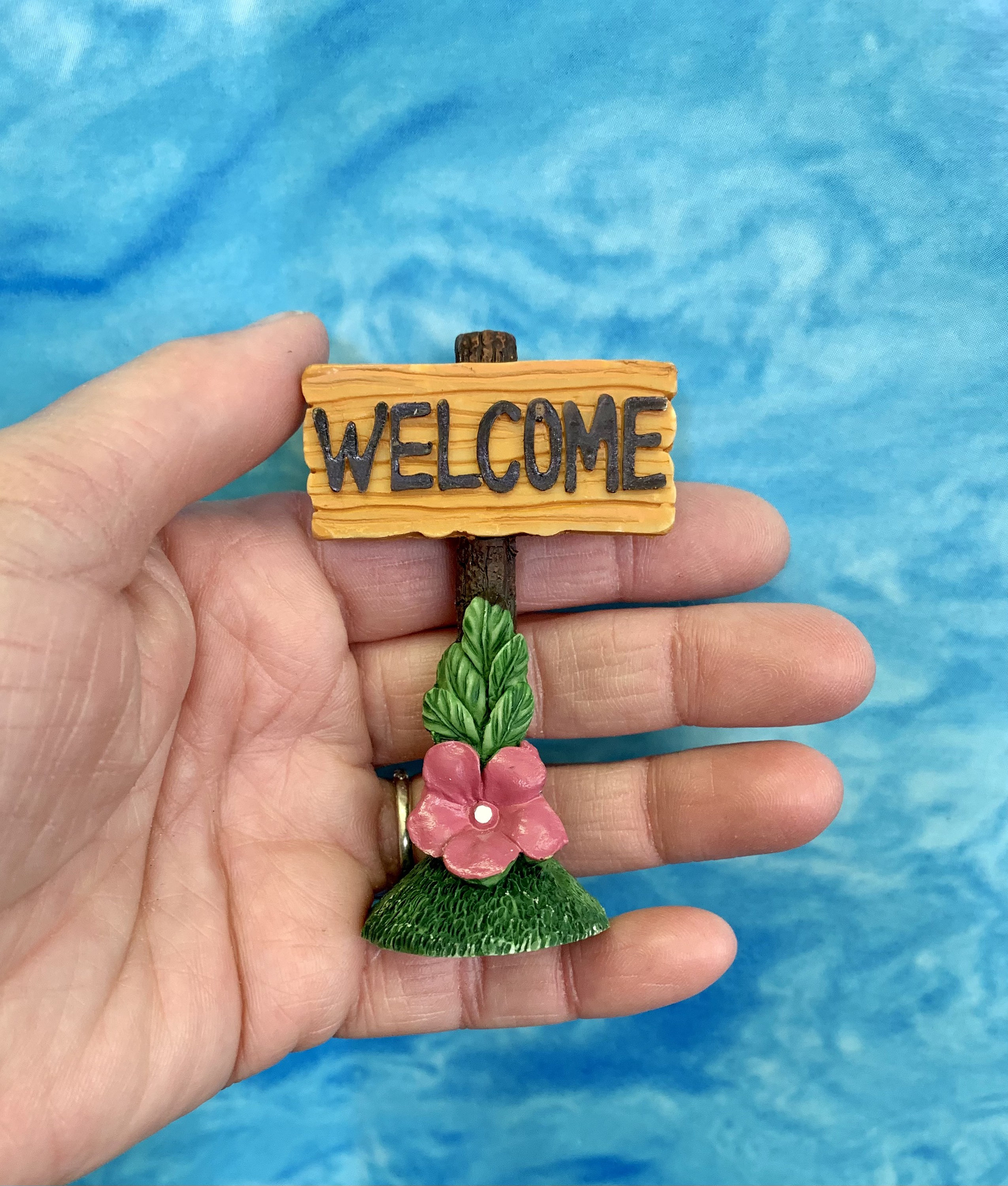 Miniature Welcome Sign Flower Bridge Walkway Pond Your | Etsy