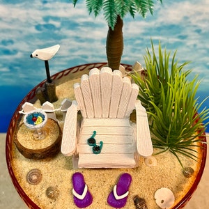 Miniature Beach Scene in Margarita Glass -ocean View -beach Miniatures ...
