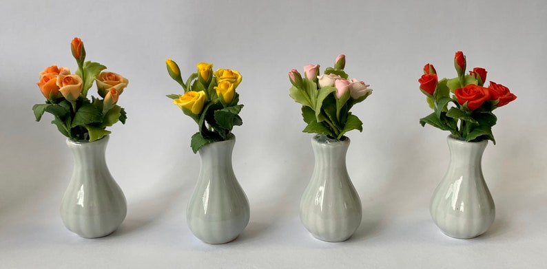 Miniature Roses in Glass Vase Your Color Choice Miniature - Etsy