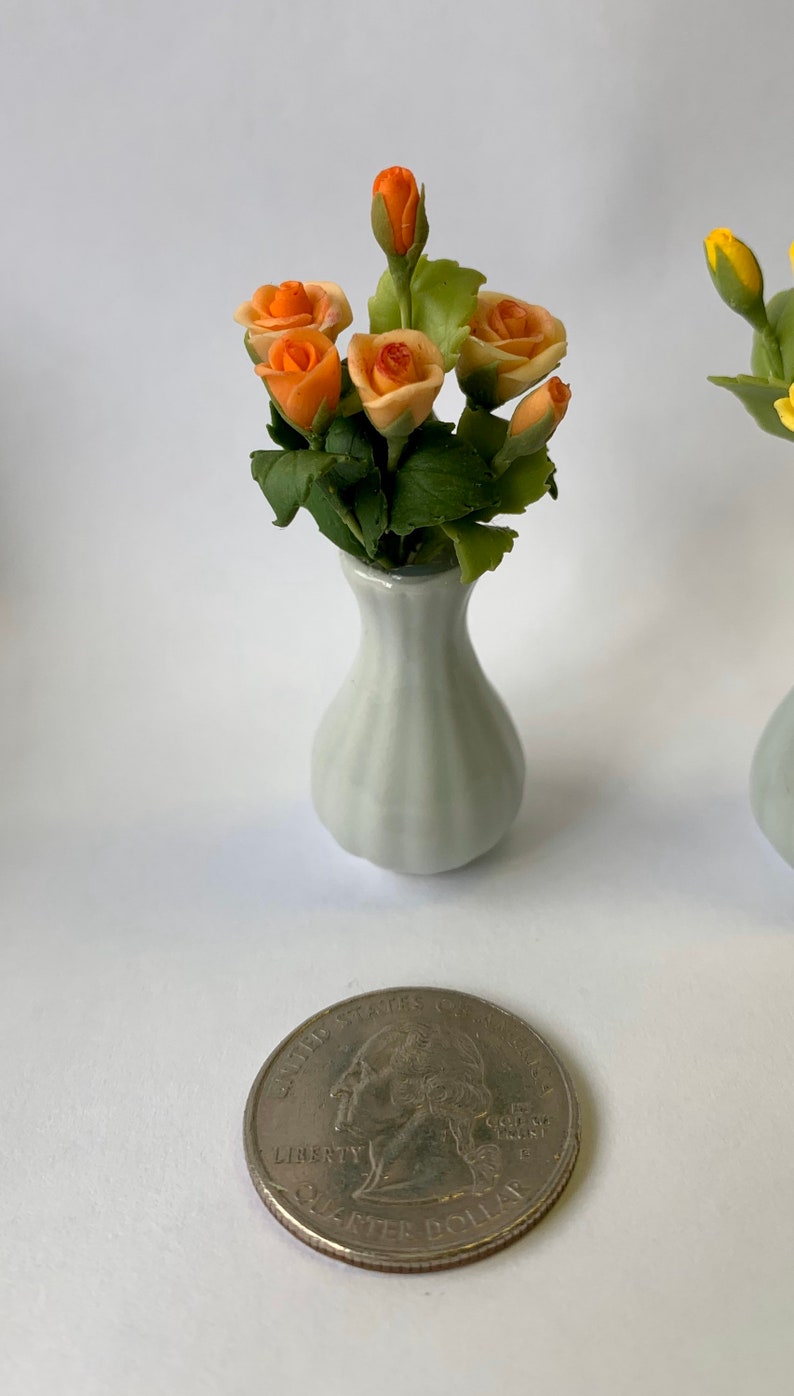 Miniature Roses in Glass Vase Your Color Choice Miniature | Etsy