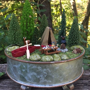 Miniature Camping Scene With Canoe Tent Deer And Bear Enjoy | Etsy