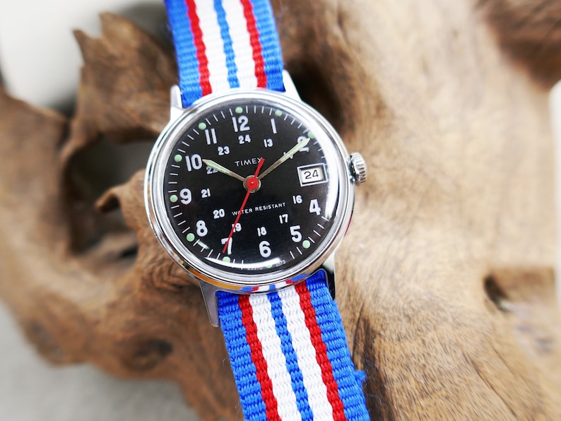 Timex Sprite Military Style Black Date Window Dial Watch 1973 - Etsy