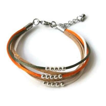 Bracelet multi-liens liège naturel liens colorés fluo - Etsy France