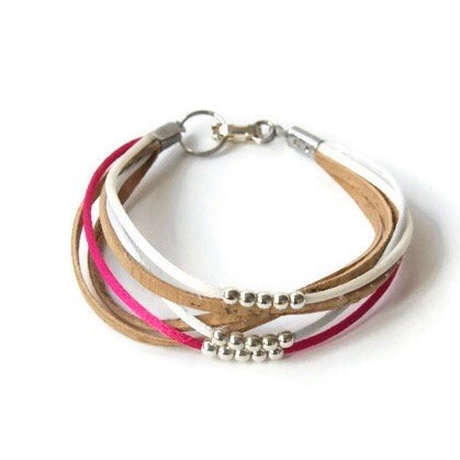 Bracelet multi-liens liège naturel liens colorés fluo - Etsy France