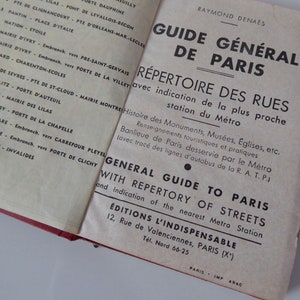 Vintage Paris Map Book Old French Maps Paris Metro Map Paris ...