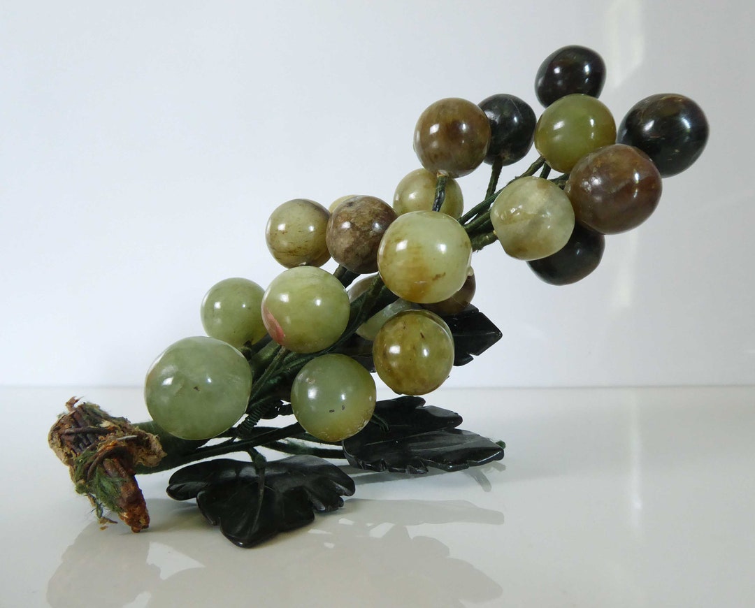 Vintage Jade Grape Cluster Natural Stone Polished Stone Grapes Bunch of ...
