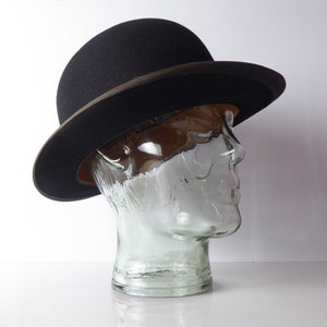 Vintage Black Bowler Hat Billycock or Bob Hat Derby Hat Steampunk Style ...