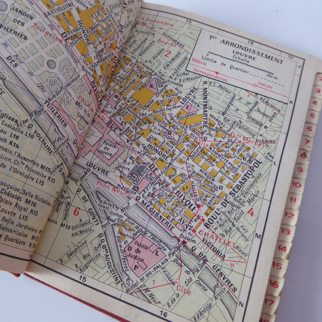 Vintage Paris Map Book | Old French Maps | Paris Metro Map | Paris ...