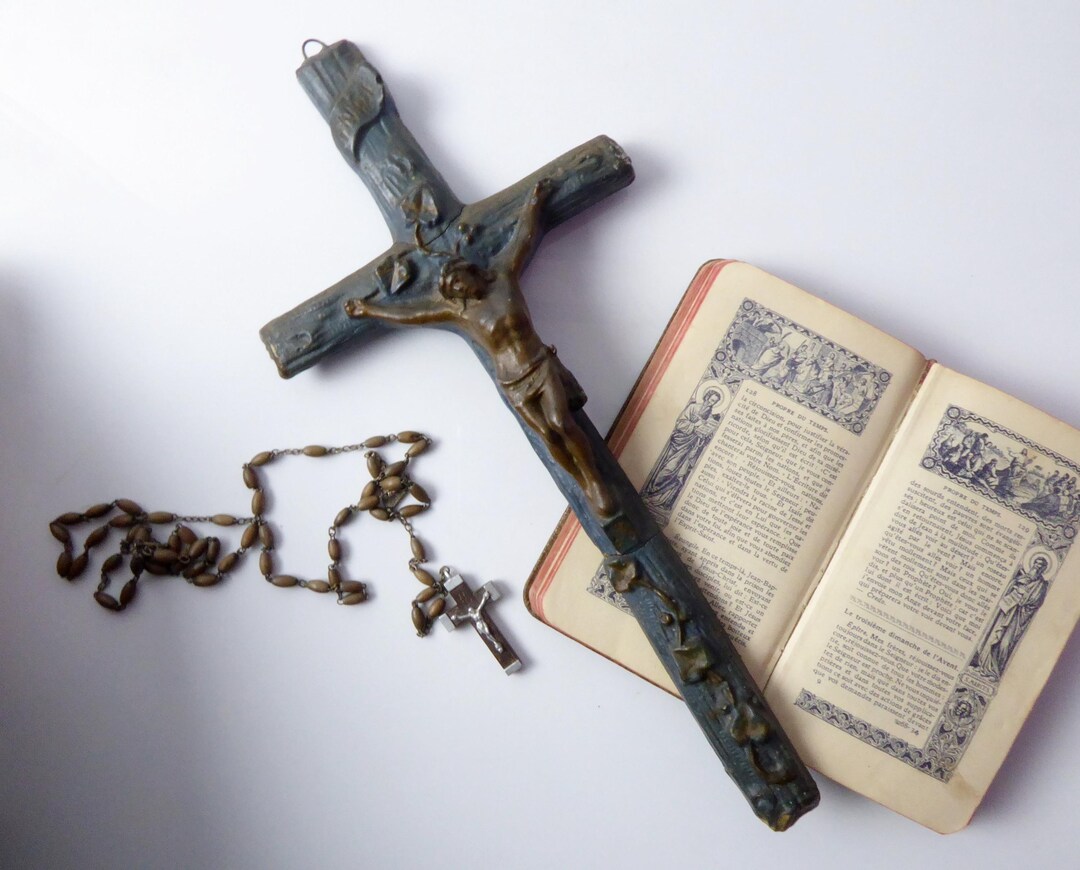Art Nouveau Plasterwork Crucifix: Vintage French Religious Cross - Etsy